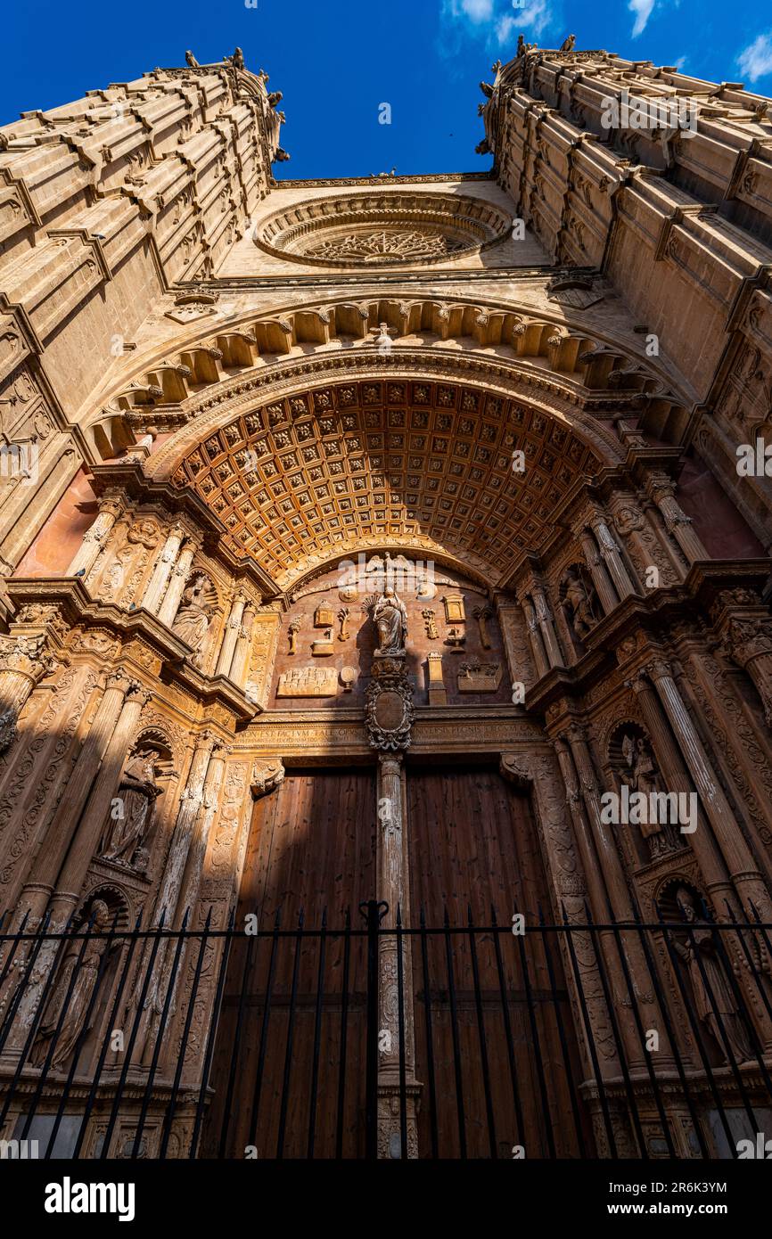 Entrance gate of the Cathedral of Palma, Mallorca, Balearic Islands ...