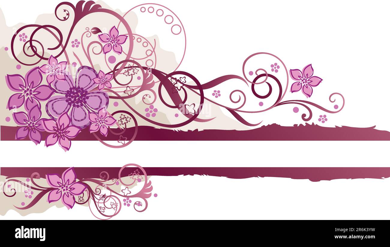 Pink floral banner with space for text. This image is a vector ...