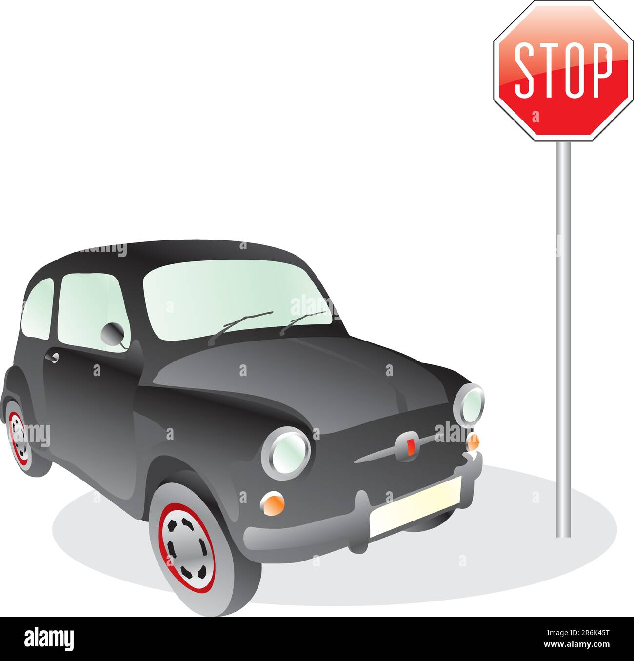 fully editable vector illustration of stylized car and stop sign Stock ...