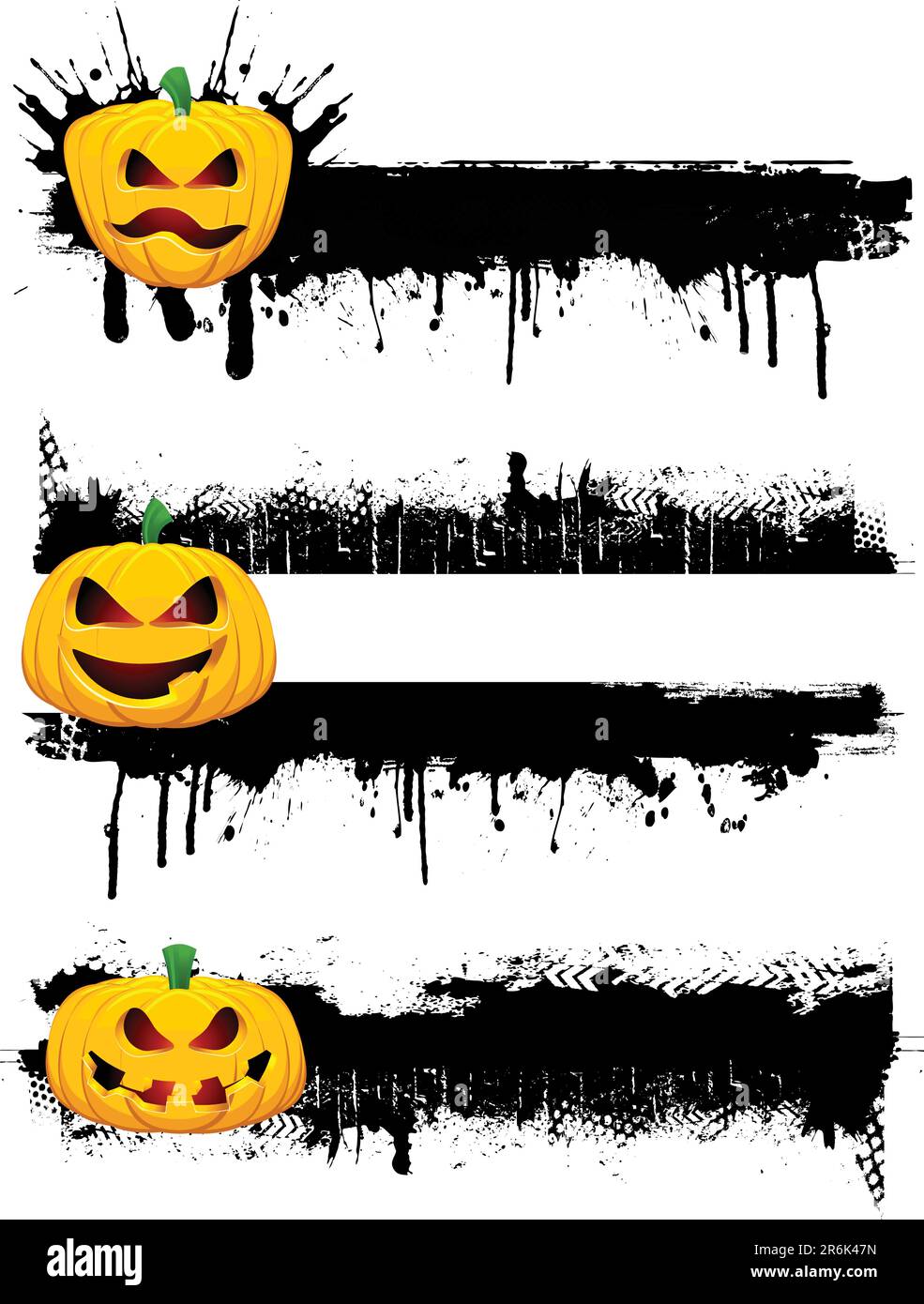 Grunge Halloween borders with evil pumpkins Stock Vector Image & Art ...
