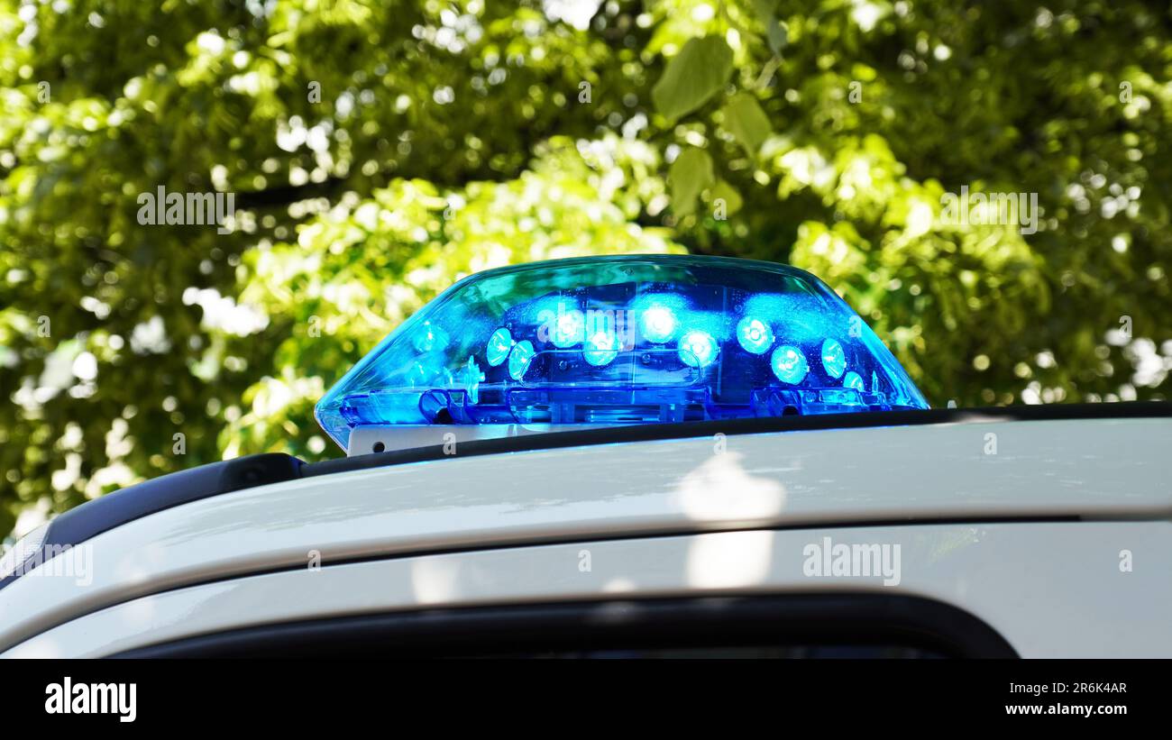 emergency blue light on police car roof known as Blaulicht in Germany ...