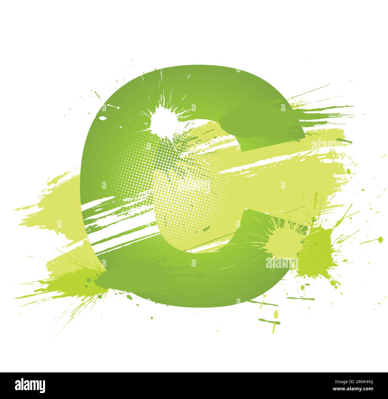 Green abstract paint splashes font. Letter C. Vector on white ...