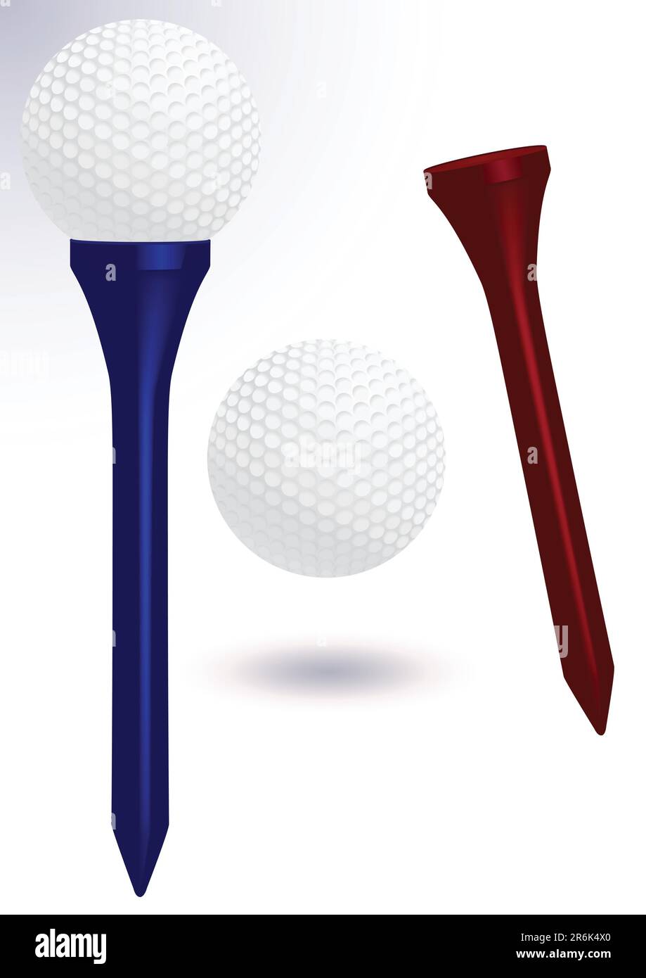 Vector illustration of a golf ball with golf tee. All objects and ...