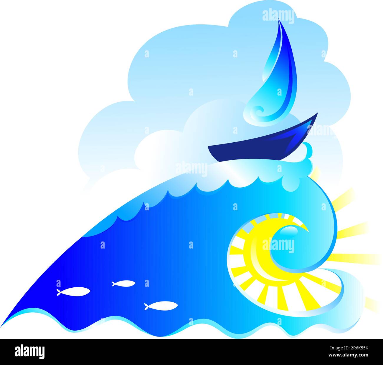 Vector illustration of a sailboat on the waves Stock Vector Image & Art ...