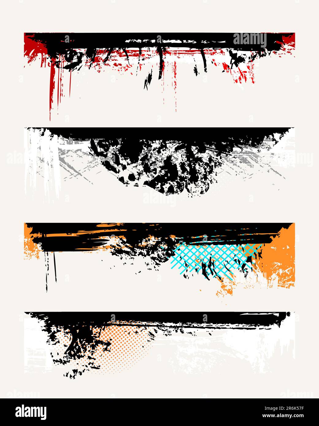 Set of grunge edges. Vector illustration in different color Stock ...