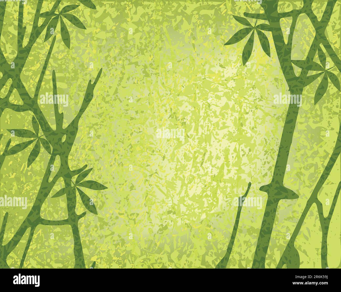 Editable vector illustration of a mossy forest with branches and ...