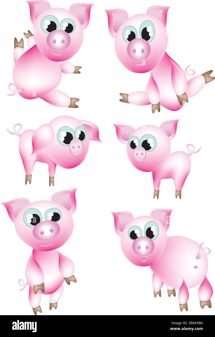 Set : pink pigs Stock Vector Image & Art - Alamy
