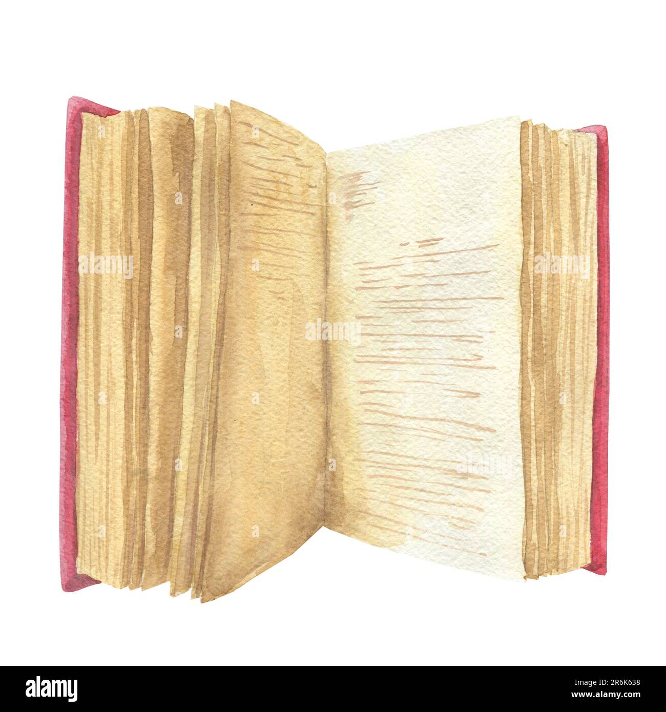 Hand drawn watercolor open book with text isolated on white background ...