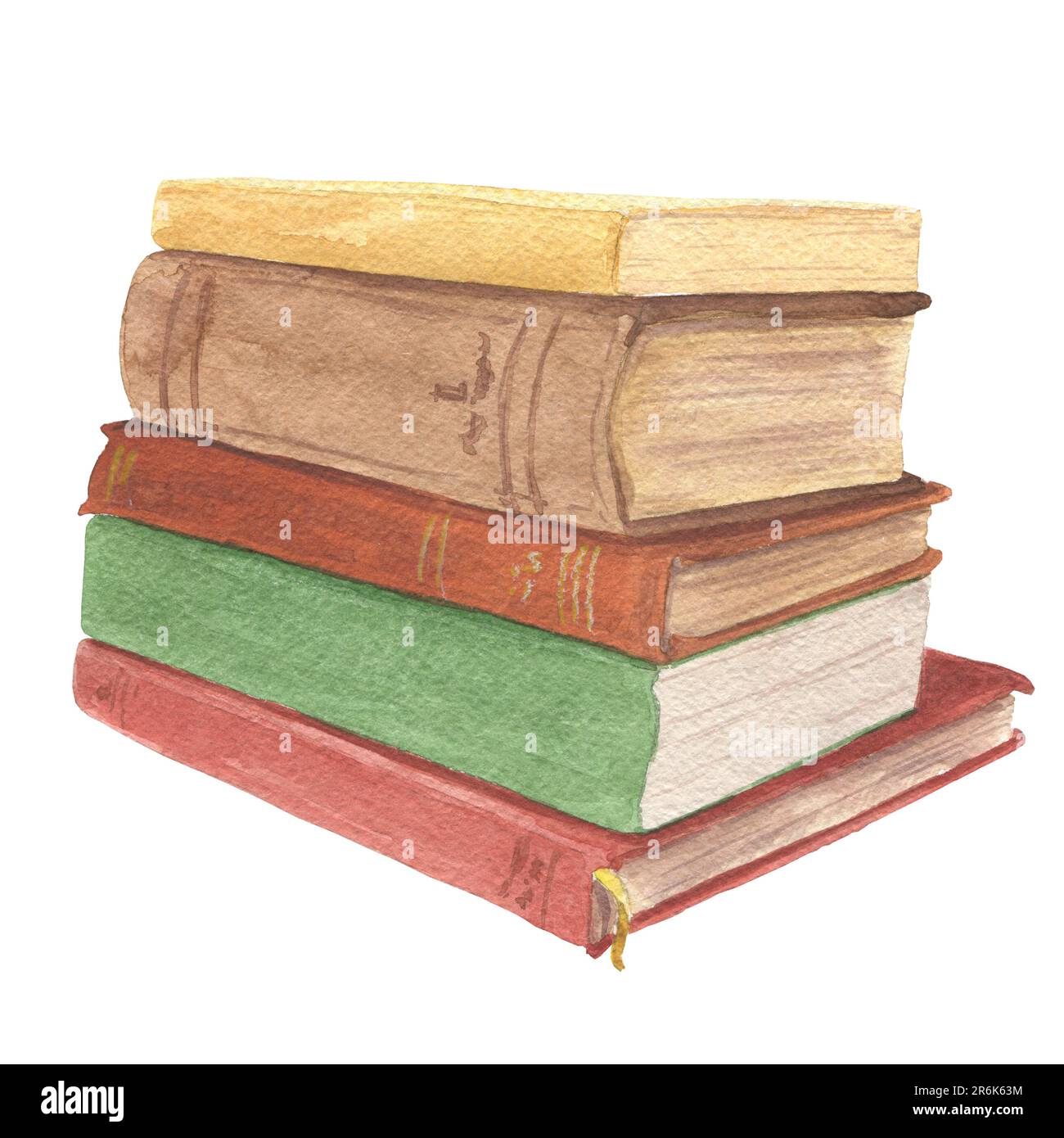 Hand drawn watercolor stack of books isolated on white background Stock ...