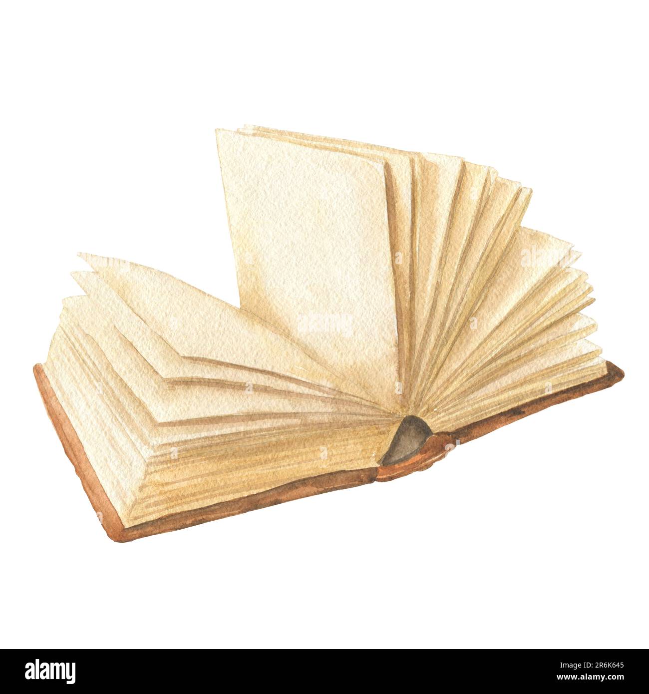 Hand drawn watercolor open book, vintage illustration isolated on white ...