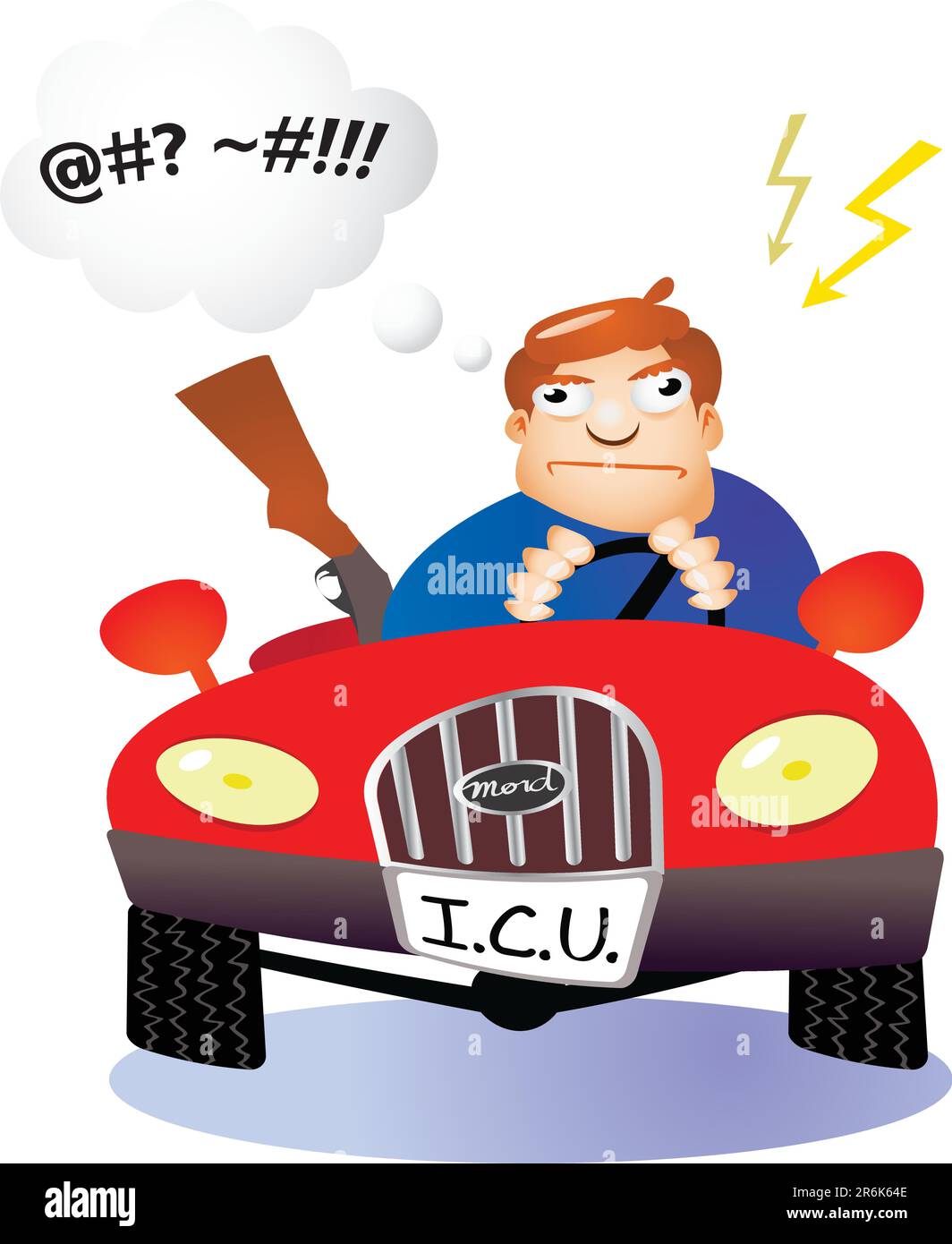 Angry man in red car Stock Vector Image & Art - Alamy