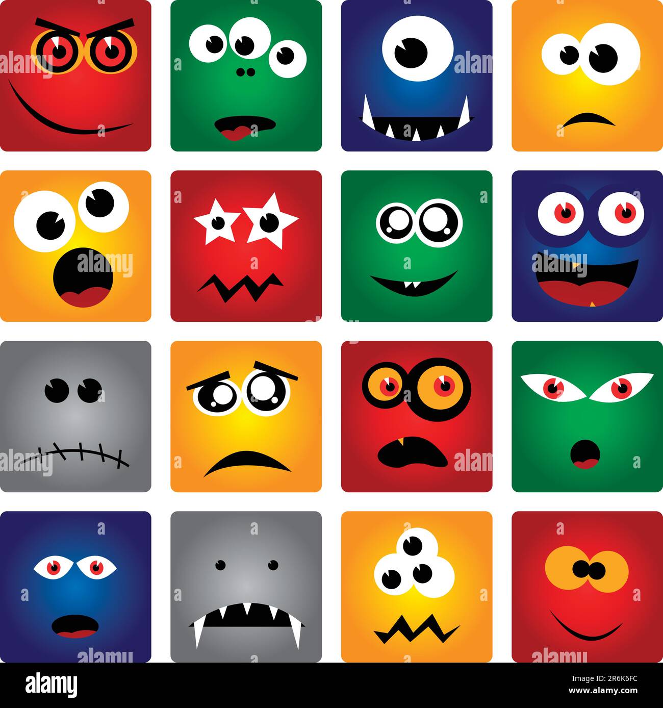 vector set of funny monster faces Stock Vector Image & Art - Alamy
