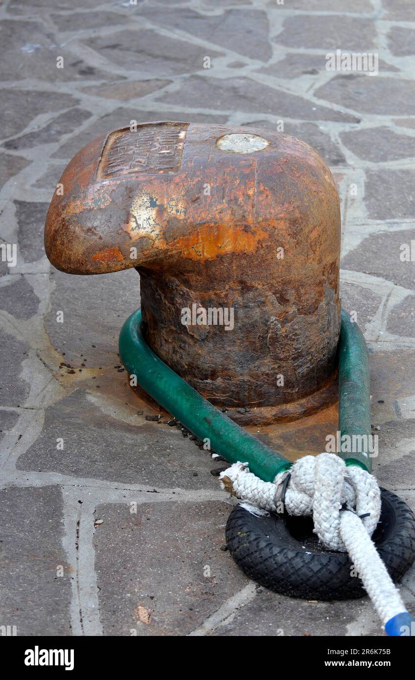 Emilia Romagna, Italian Adriatic Sea, Cervia Bollard at the harbour ...