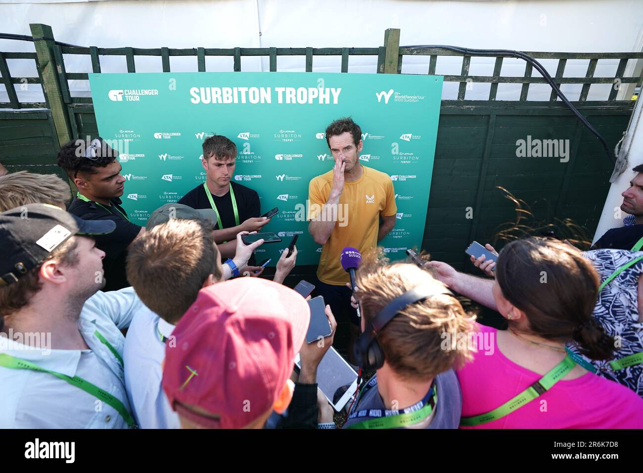 Andy Murray is interviewed following his quarter final match against ...