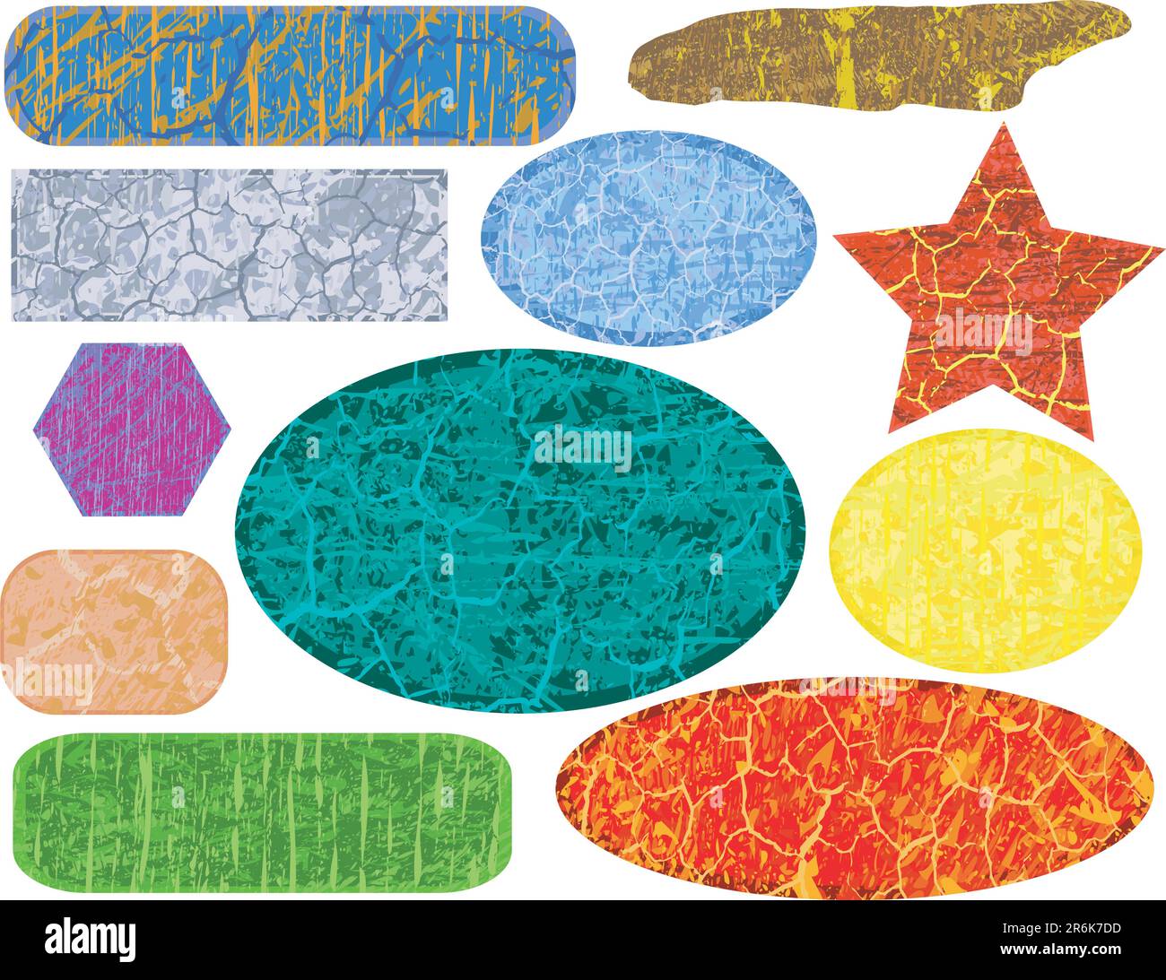 Collection of colorful vector banners with grunge as separate elements ...