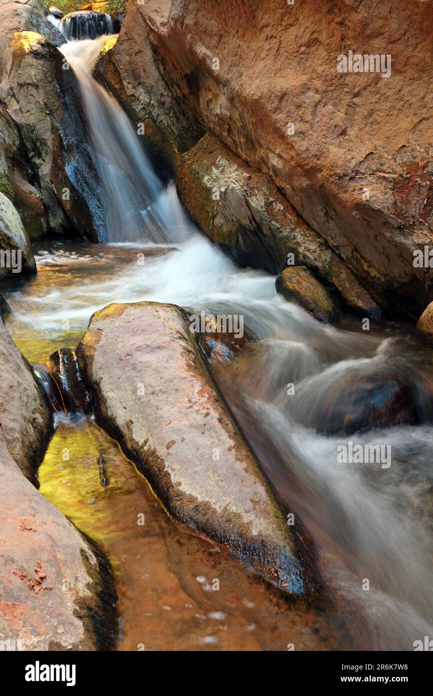Waterfall at the Upper Subway of Left Fork Creek, Zion National Park ...