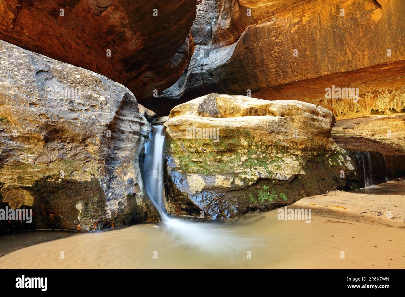 Waterfall at the Upper Subway of Left Fork Creek, Zion National Park ...