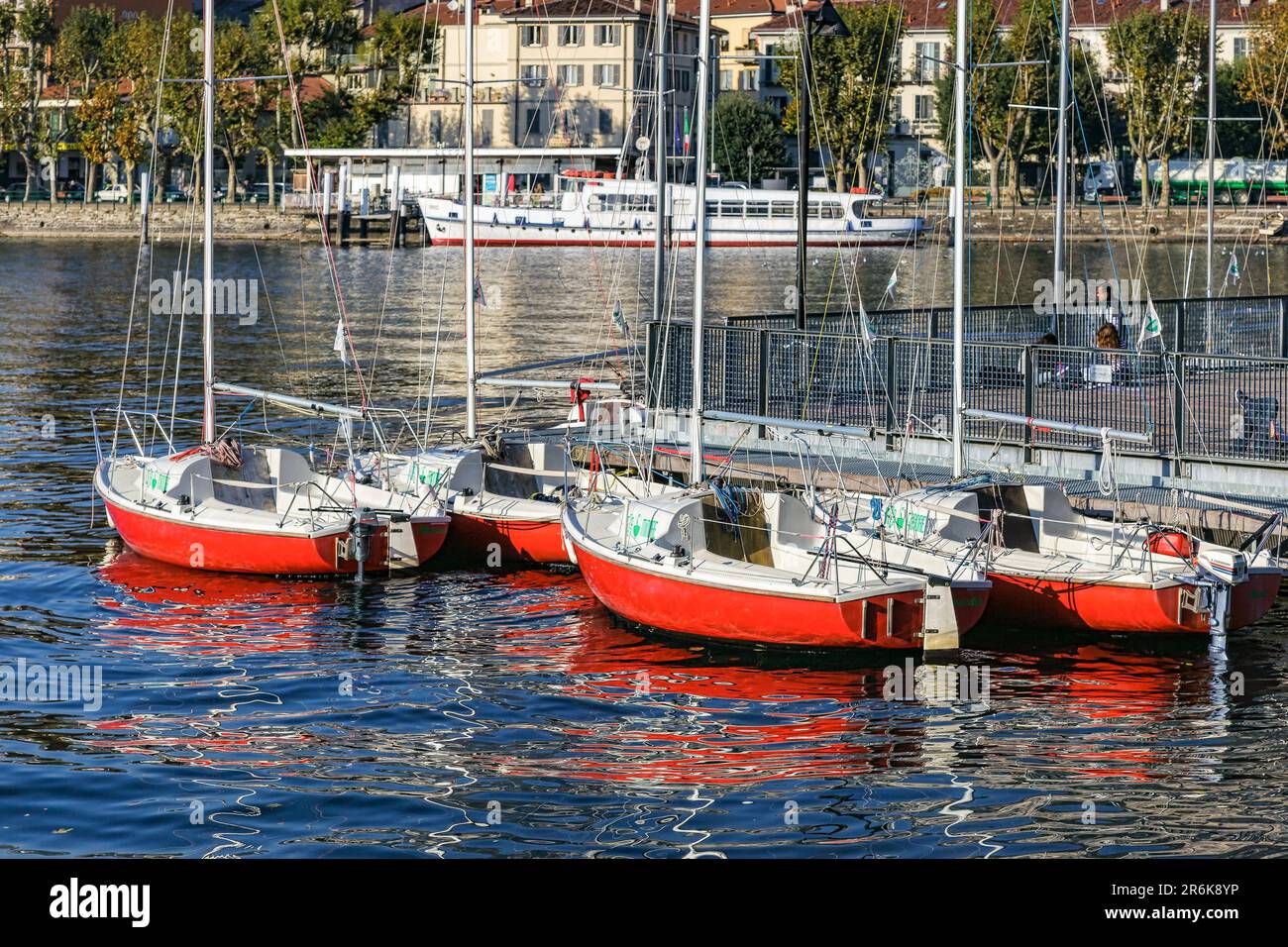 Boats at Lake Como Lecco Italy Stock Photo - Alamy