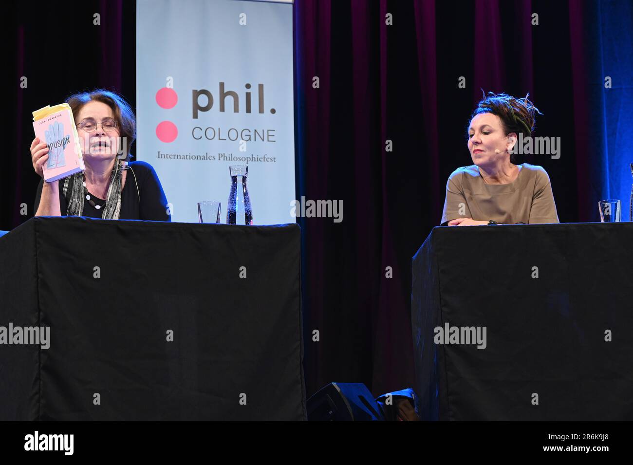 Cologne, Germany. 09th June, 2023. Moderator Olga Mannheimer (l) speaks ...