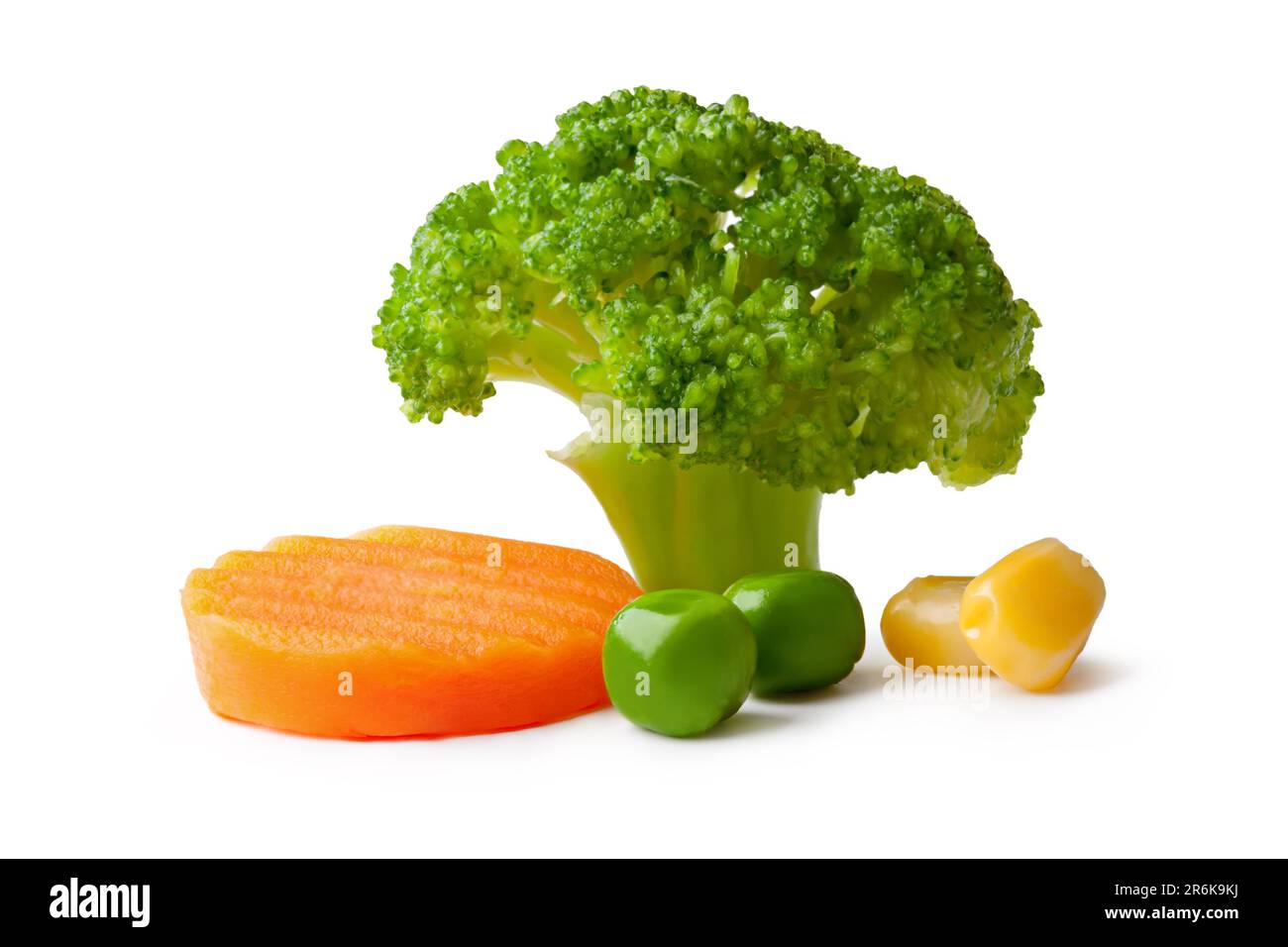 broccoli, peas, carrot and maize on a White background Stock Photo - Alamy