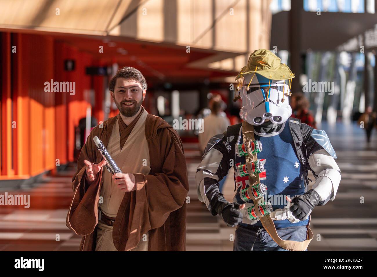A Storm Trooper in a Australian Mass up costume poses during the ...