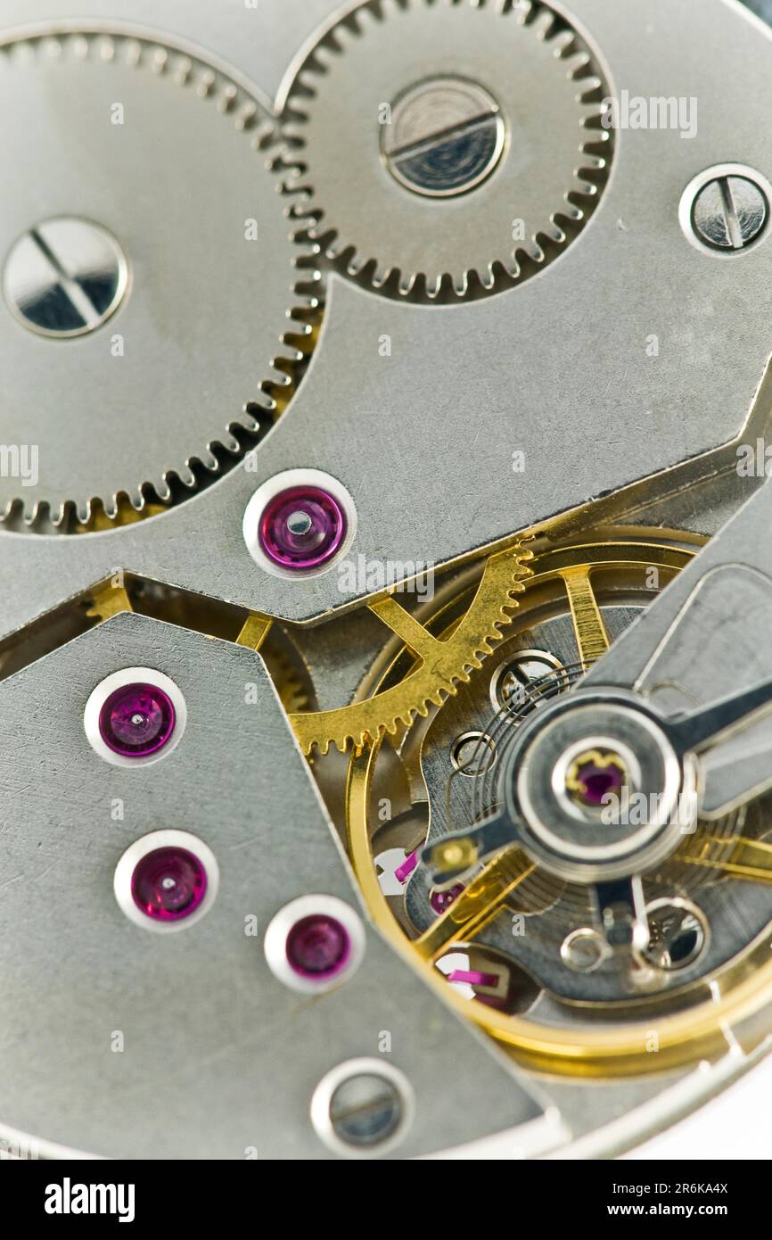 Open precision movement with large and small gears Stock Photo - Alamy