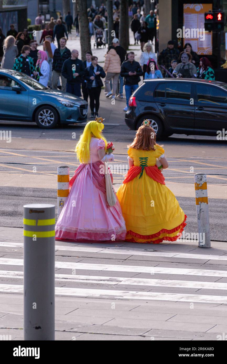 Two Princess cross the road near the convention during the OzComicCon ...