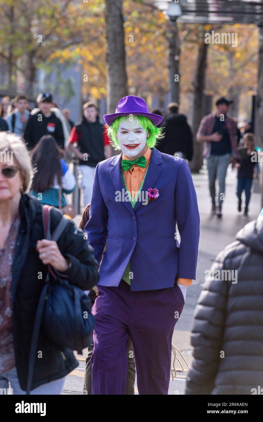 Melbourne, Australia. 10th June, 2023. A fan dressed as the Joker ...