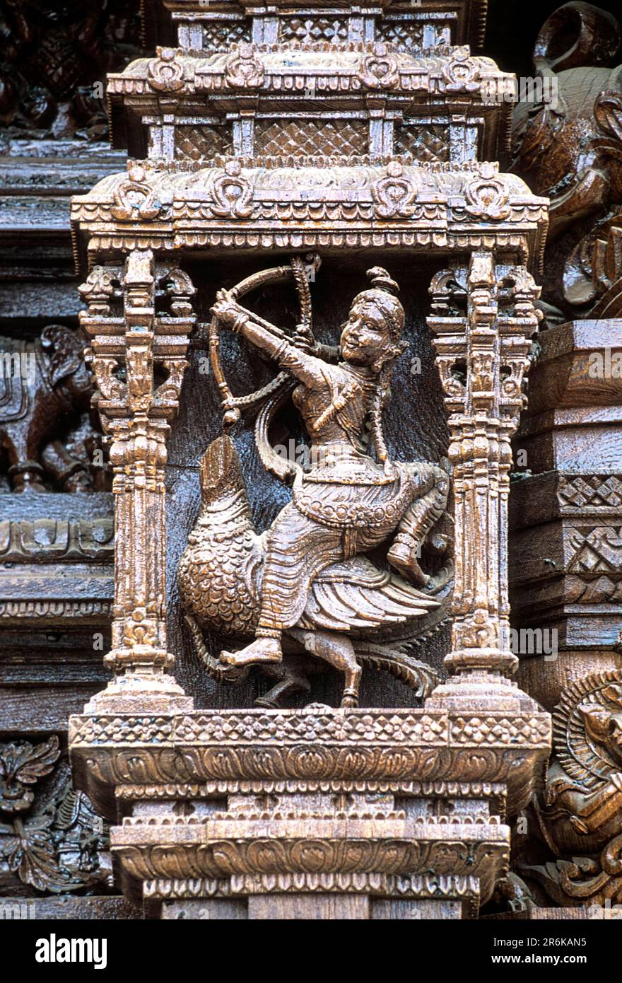 Goddess Rathi, 17th century wooden carvings in Meenakshi-Sundareswarar ...