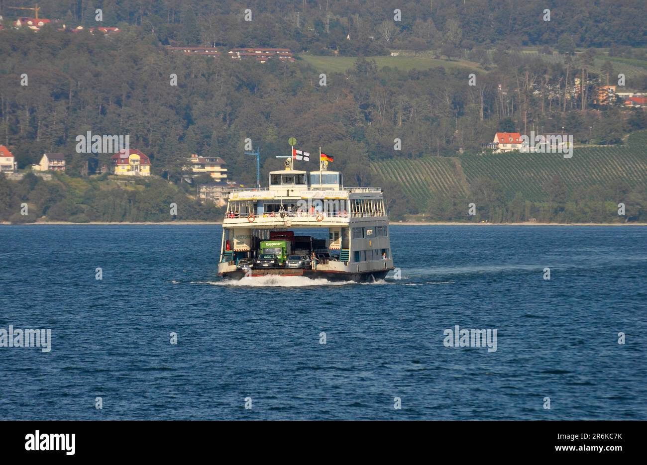 Lake Constance, Lake Constance shipping, car ferry in Meersburg, car ...