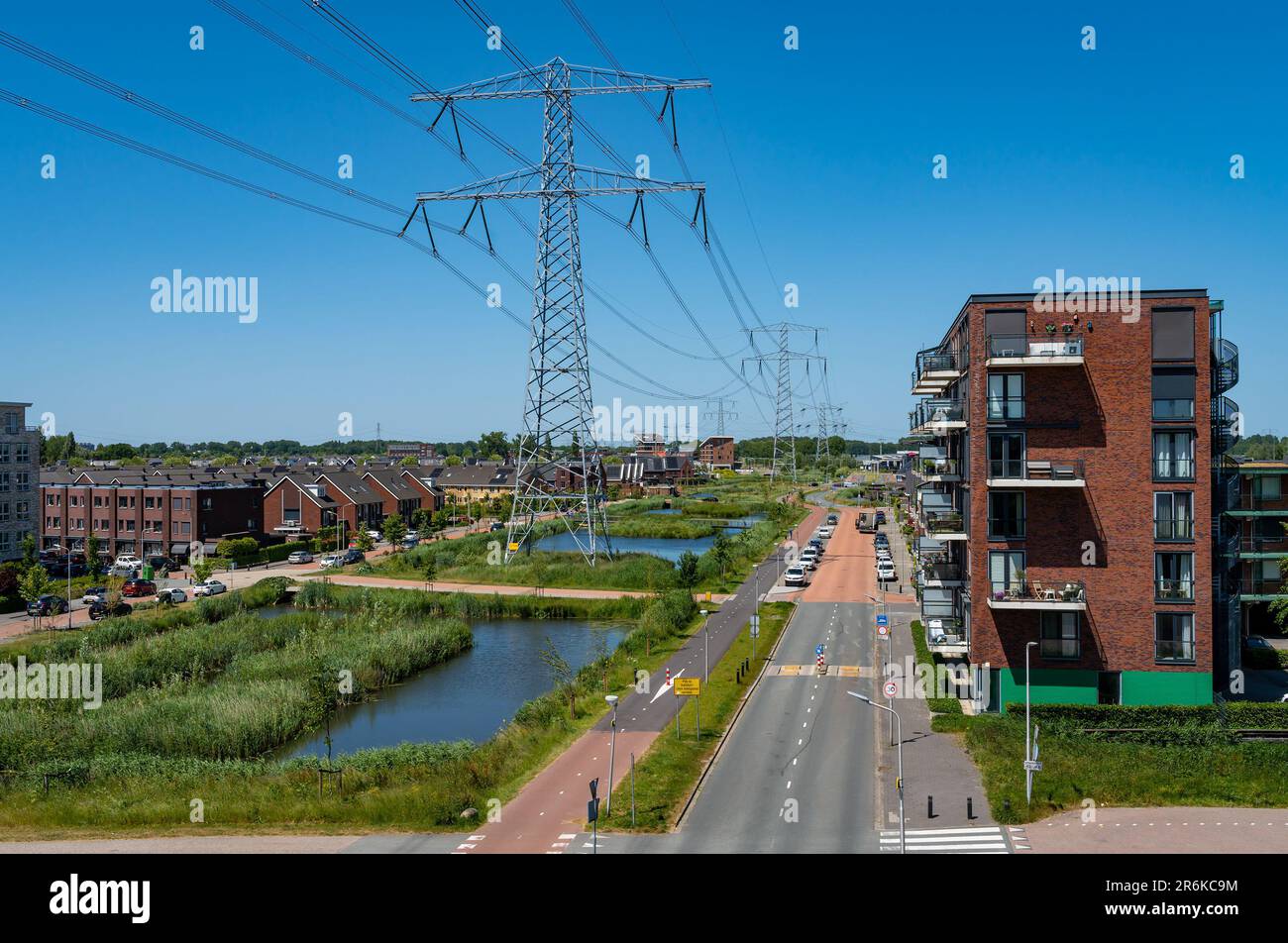 Dutch town of Sliedrecht in Province South Holland seen from the train ...
