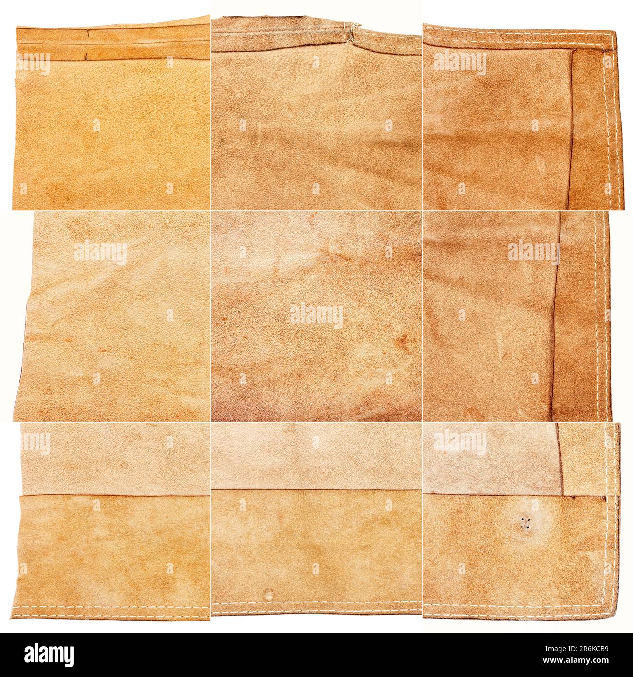 Collection of brown leather textures isolated on white background ...