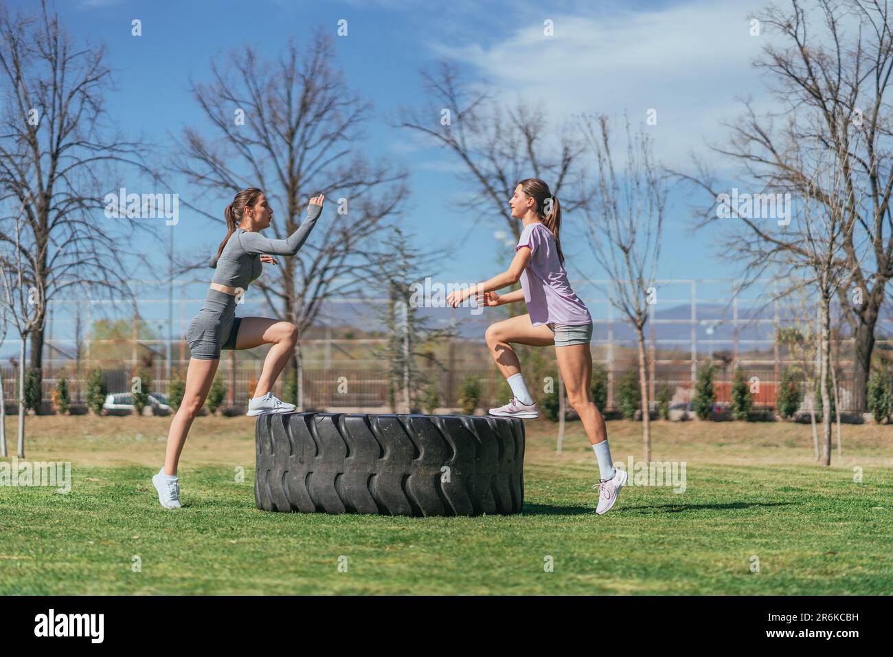 Sports girls on tire hi-res stock photography and images - Alamy