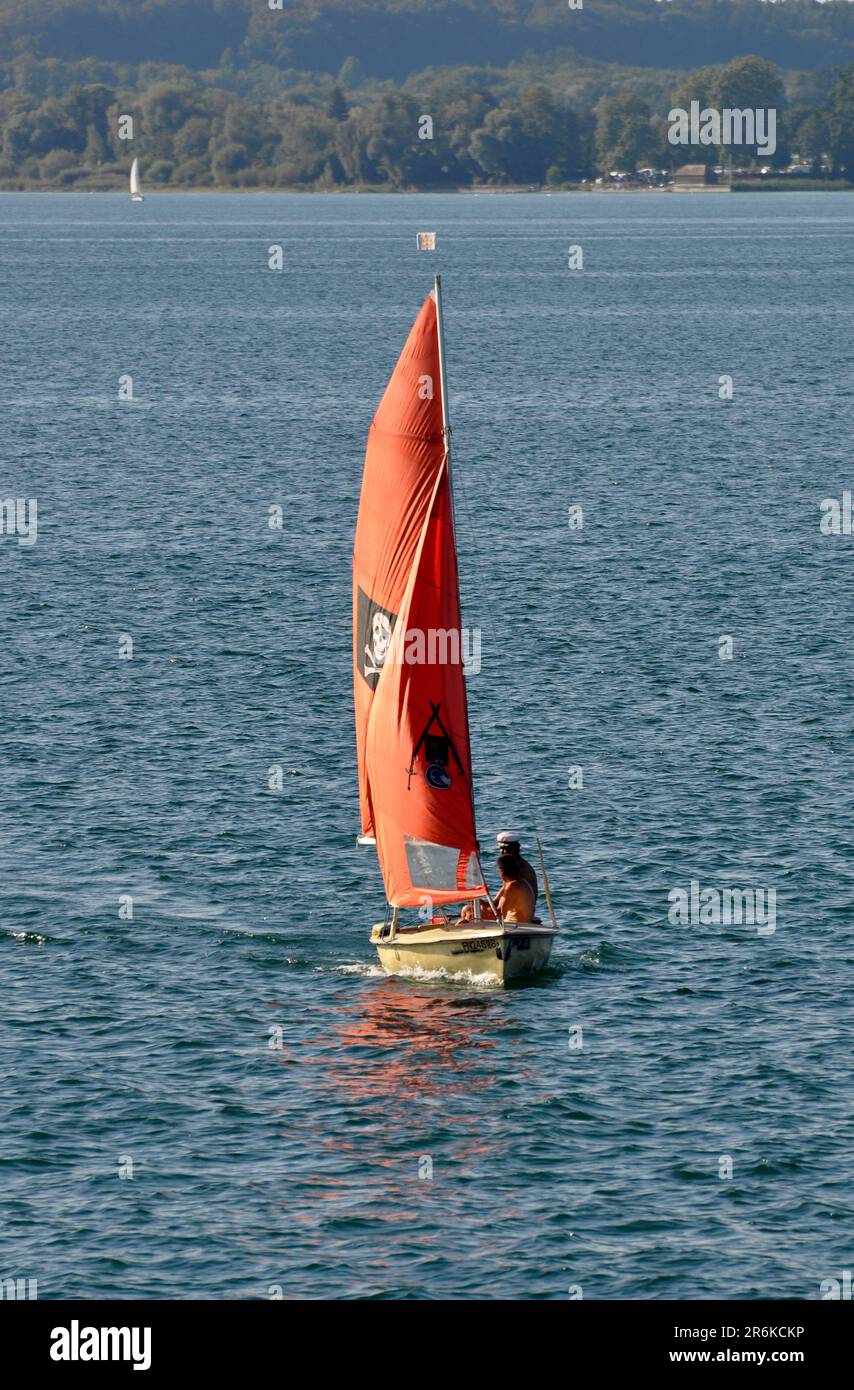 On Lake Constance, sailing boat in motion Stock Photo - Alamy