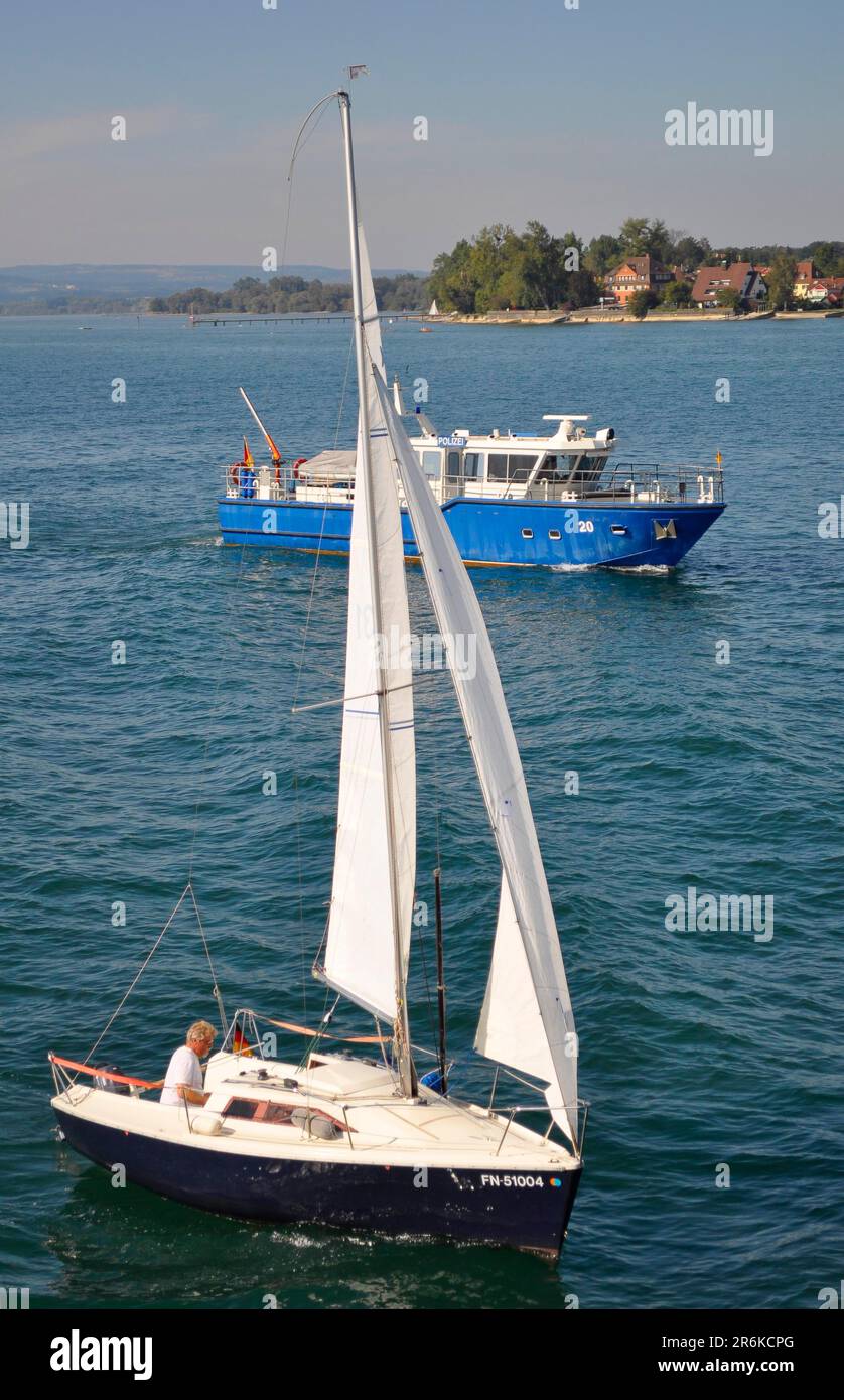 On Lake Constance, sailing boat in motion Stock Photo - Alamy