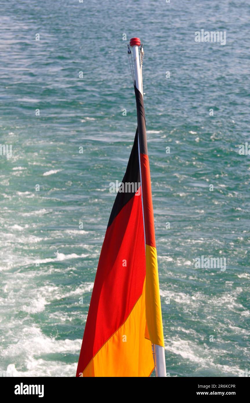 On Lake Constance, Germany flag on passenger ship Stock Photo - Alamy