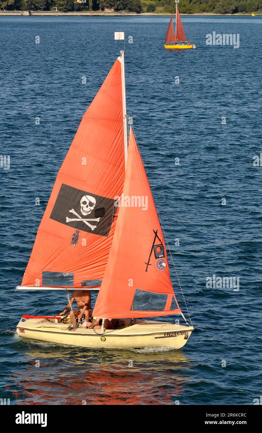 On Lake Constance, sailing boat in motion Stock Photo - Alamy