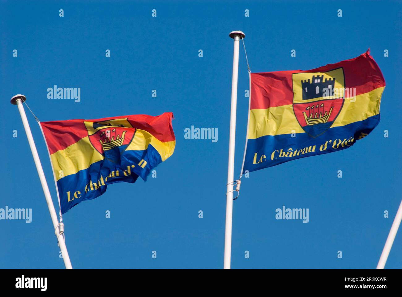Flags on the Bastille, Citadelle du, Ile, Chateau d'Oleron, Oleron ...