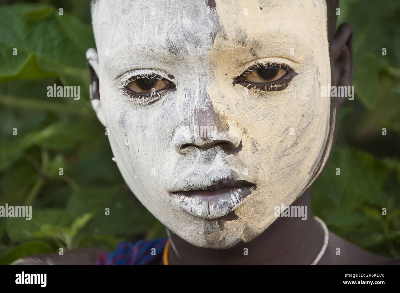 Surma boy with body painting, Kibish, Omo Valley, Ethiopia, Suram, face ...