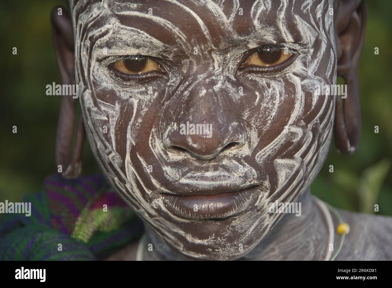 Surma man with body painting, face painting, Surma tribe, Kibish, Omo ...