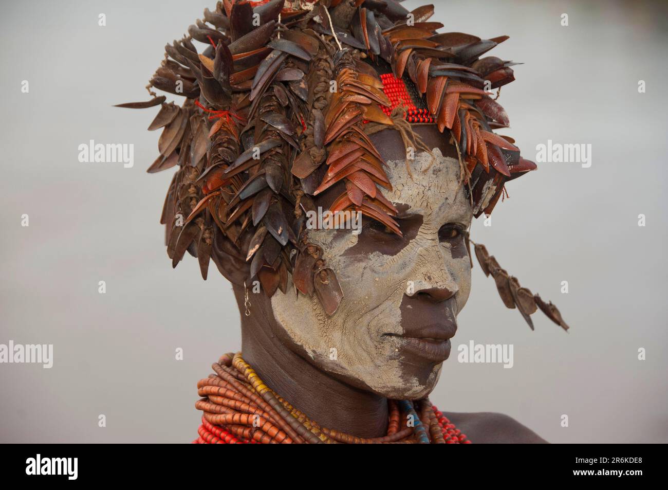 Karo woman with face painting and insect wing headdress, Omo Valley ...