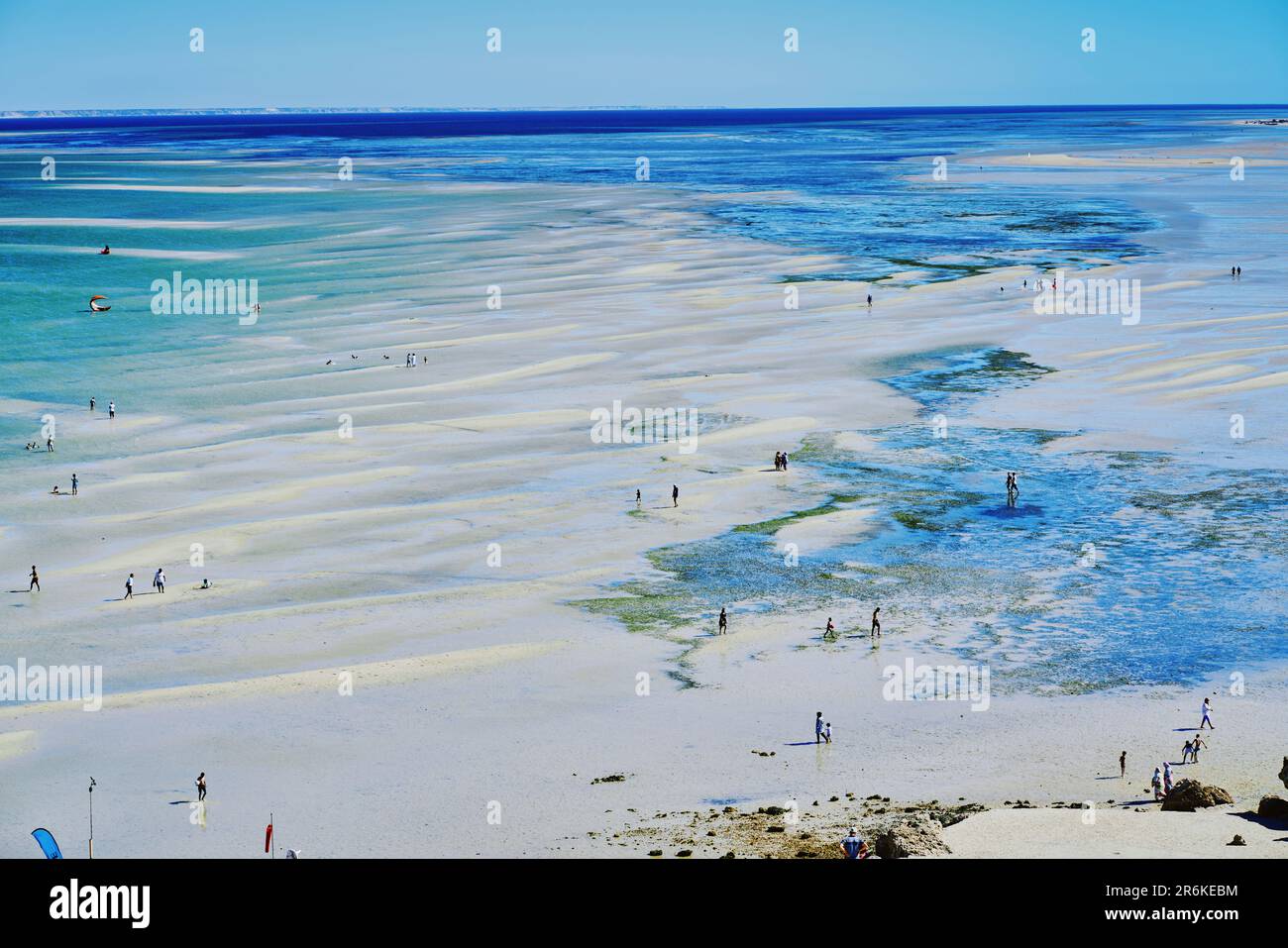 nice blue Sea and yellow beach in Dakhla city Stock Photo - Alamy