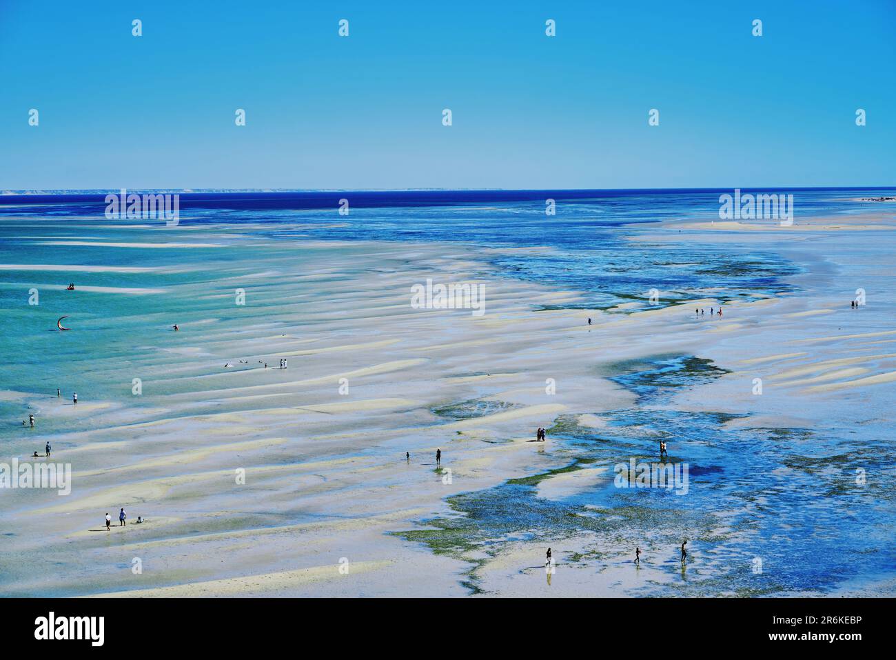 nice blue Sea and yellow beach in Dakhla city Stock Photo - Alamy