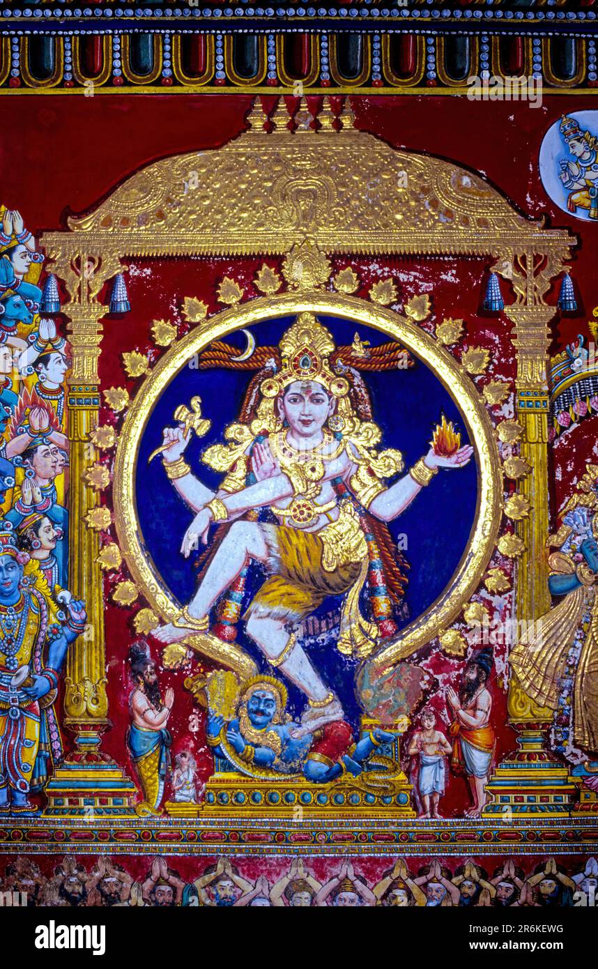 Paintings murals frescos Nataraja doing the Thripura Thandave, Chitra ...
