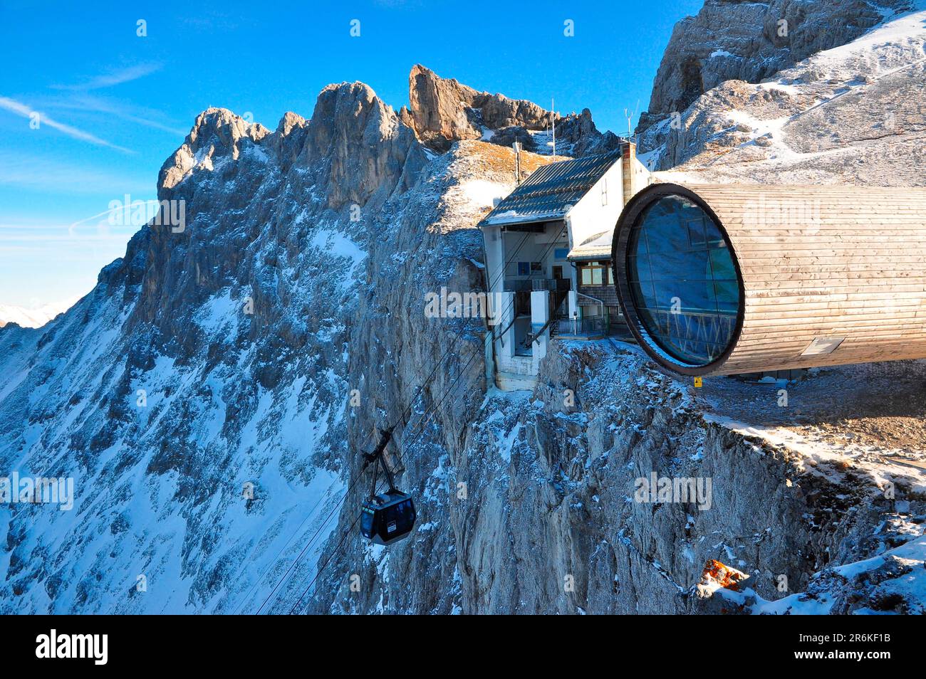 Viewing tube, mountain station, Karwendel, Mittenwald, Bavaria, Germany ...
