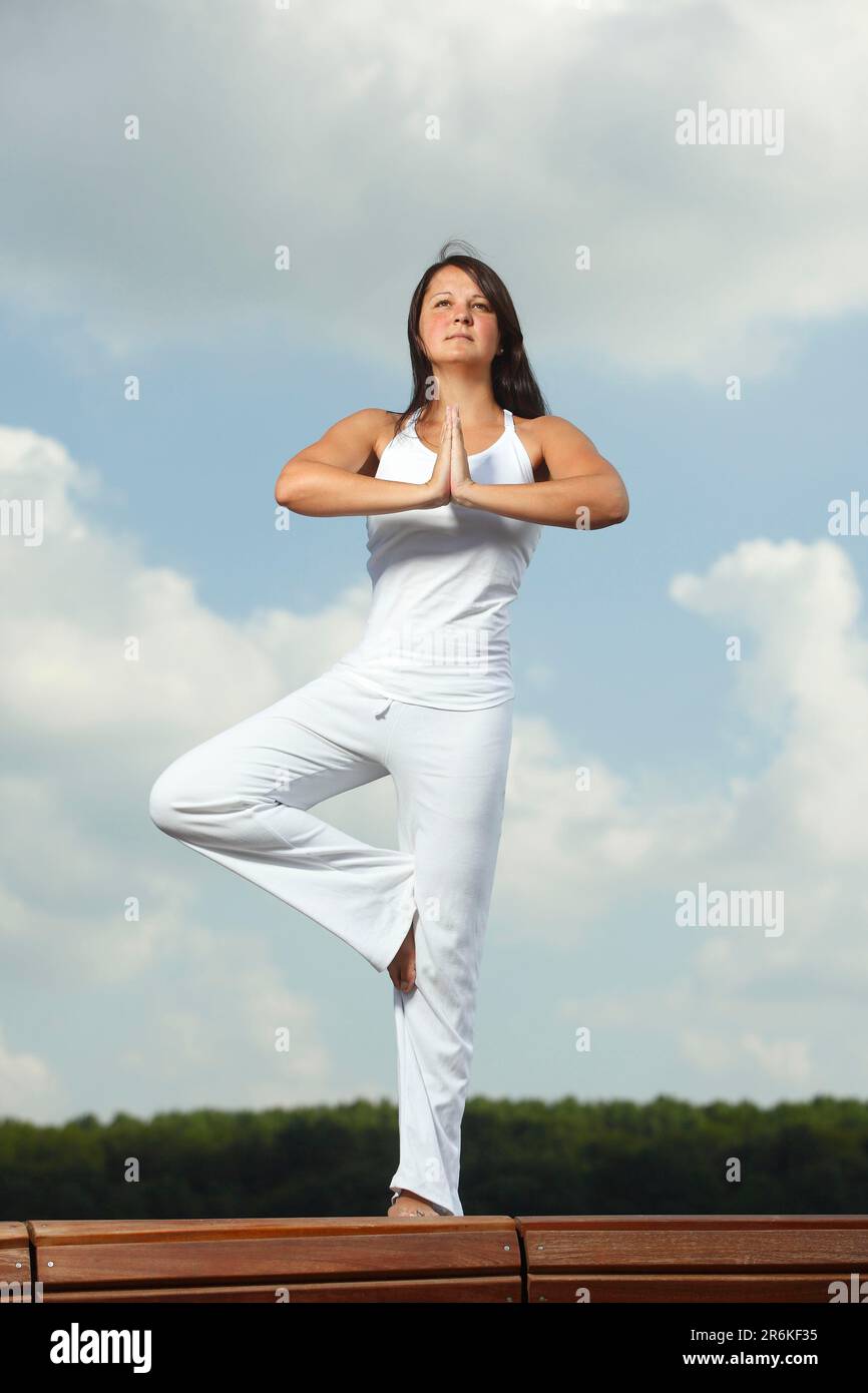 Yoga 'Tree Pose', Yoga Exercise Stock Photo - Alamy