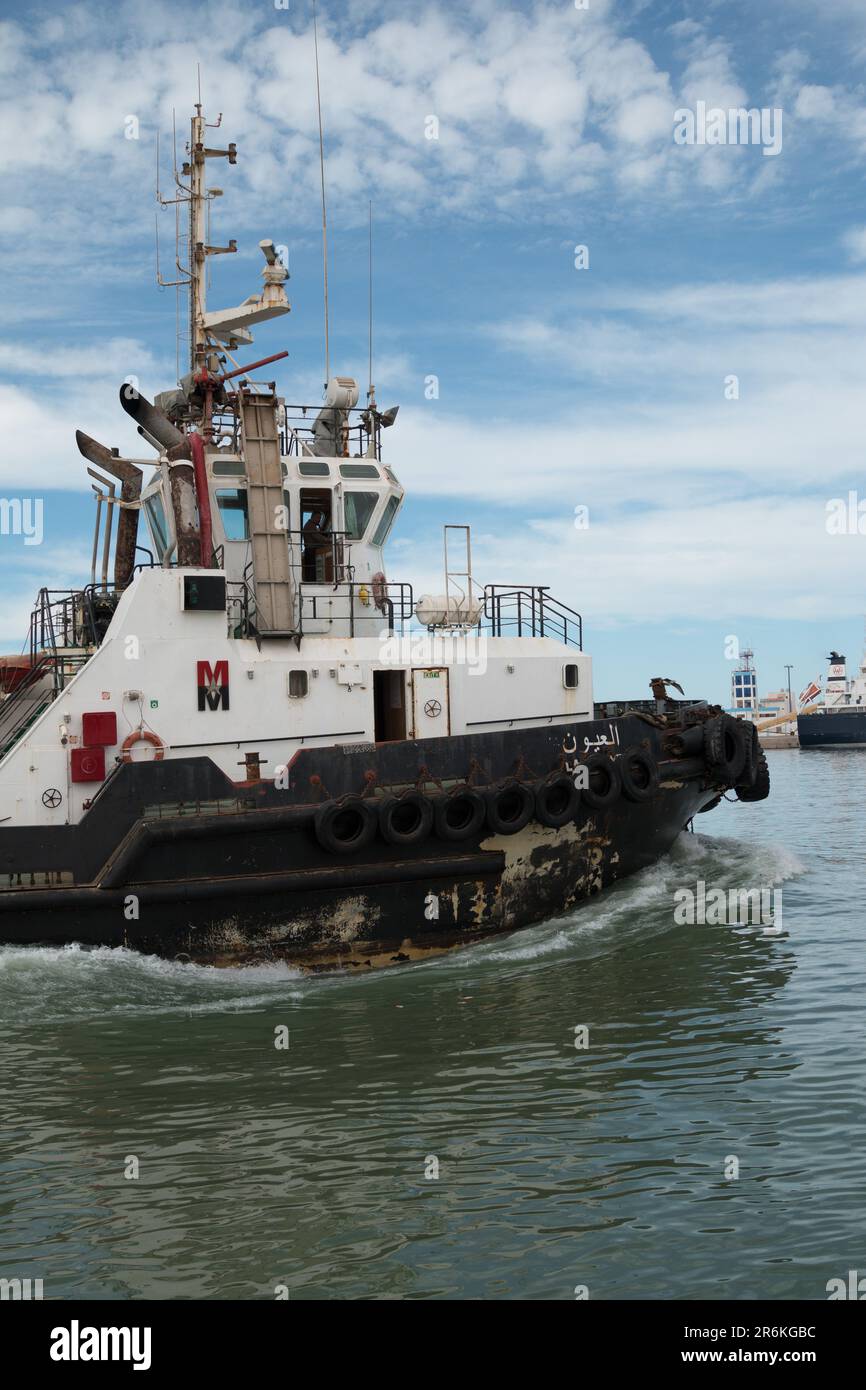 Tugboat at Laayoune Port in Southern Morocco Stock Photo - Alamy