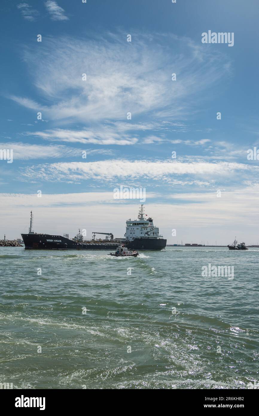Pilot Boat Moving to Aid Ship Entry into Laayoune Port, Southern ...