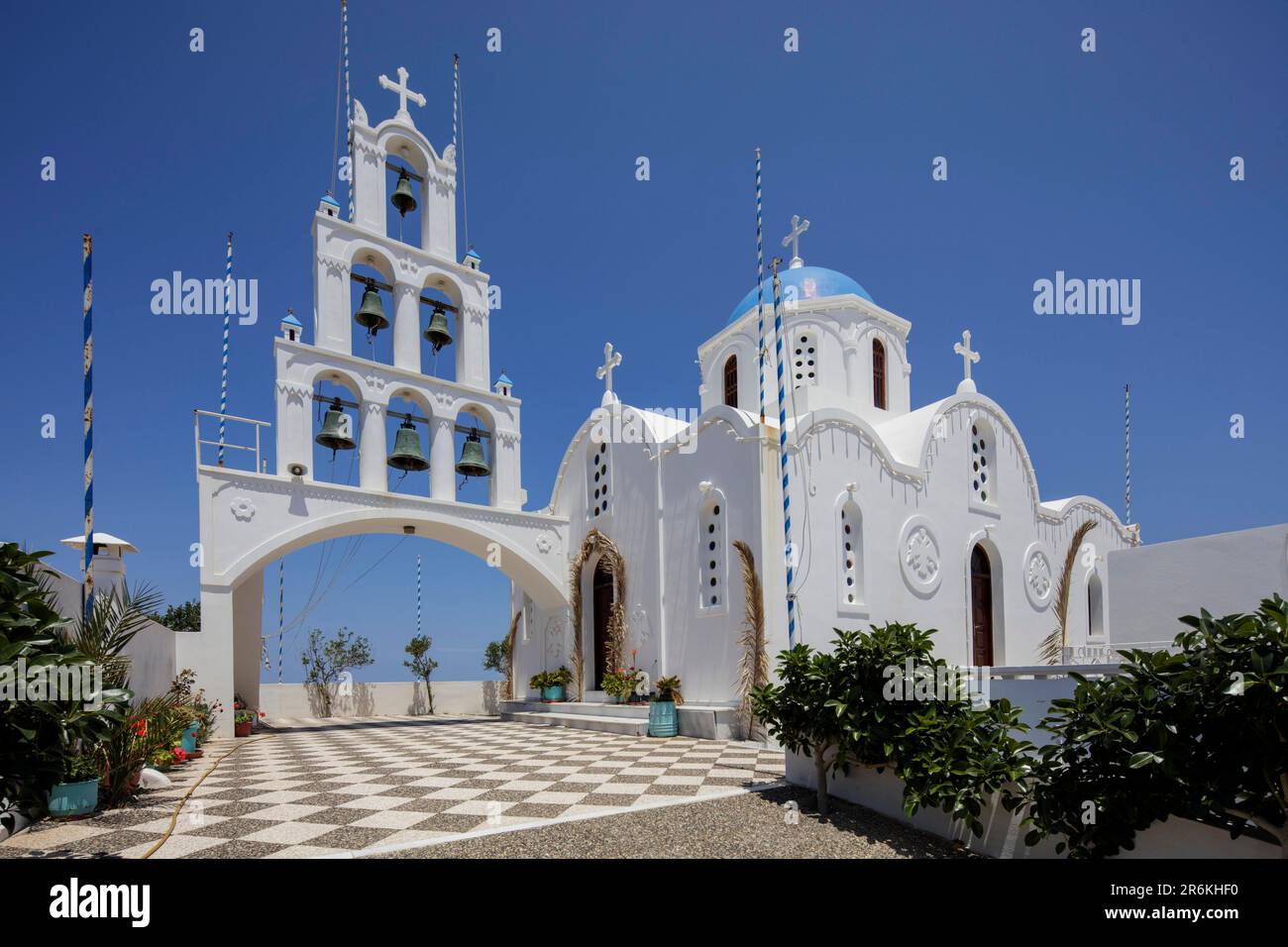 Agios Christodoulos Bell Tower, Karterados, Santorini, Greece Stock ...