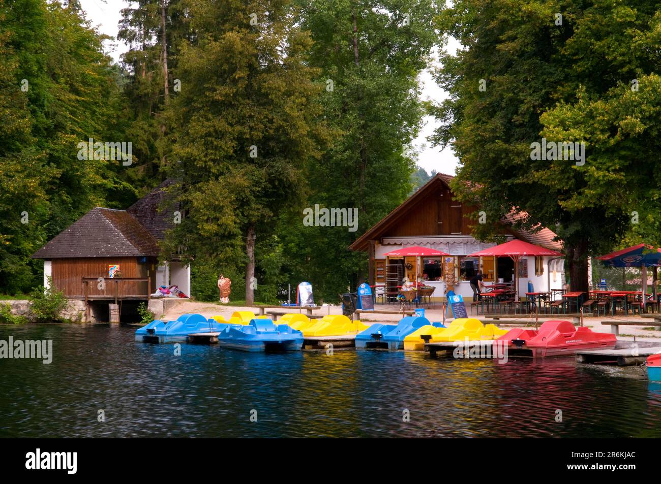Pedal boats at Schoengrundsee, Pottenstein, Franconian Switzerland ...